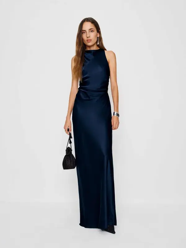 REFORMATION Anaiis Silk Maxi Dress - Blue
