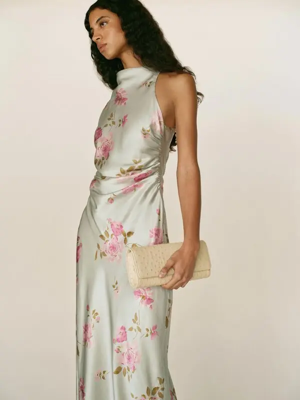 REFORMATION Anaiis Silk Maxi Dress - Blue