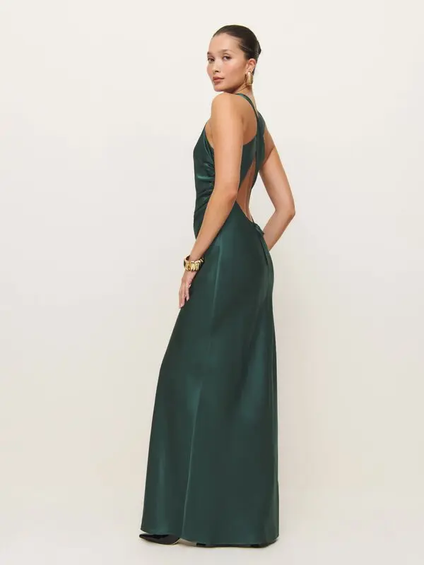 REFORMATION Anaiis Silk Maxi Dress - Green