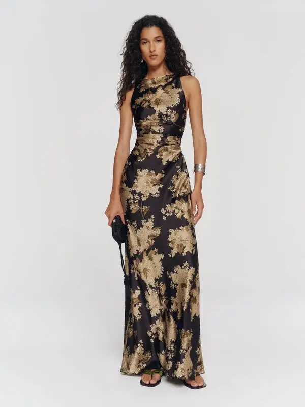REFORMATION Anaiis Silk Maxi Dress - Multi