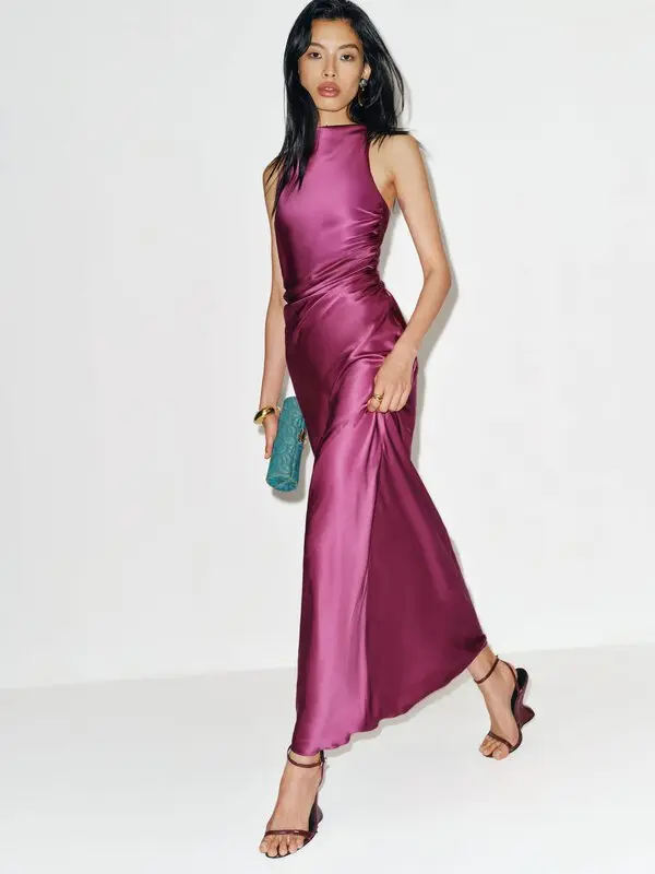 REFORMATION Anaiis Silk Maxi Dress - Pink