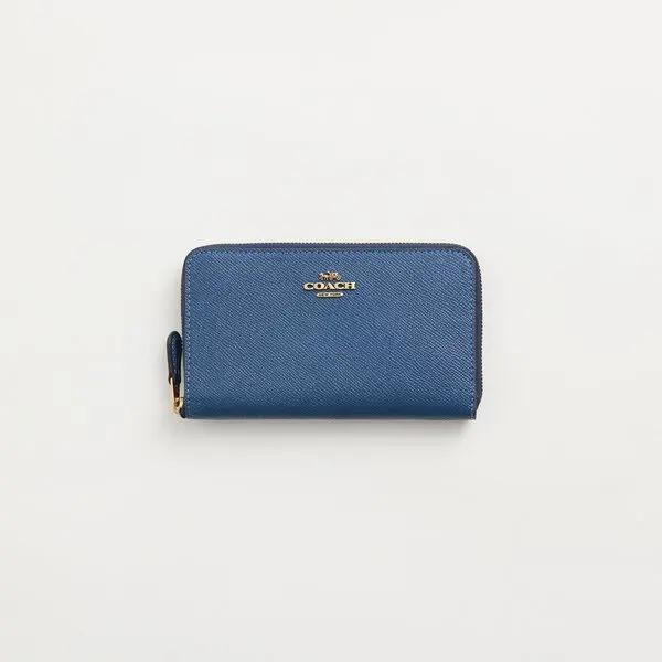 COACH Restored Medium Zip Around Wallet - Brass/blue