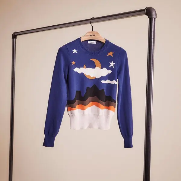 COACH® Restored Moonscape Crewneck Sweater - Midnight Multi