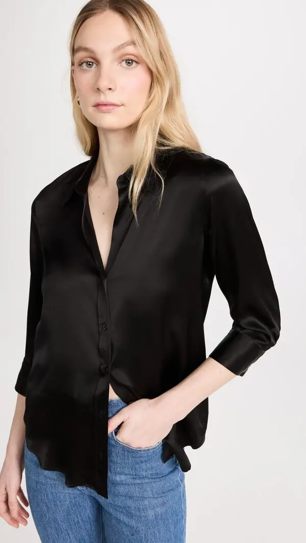 L'Agence Dani 3/4-sleeve Silk Blouse