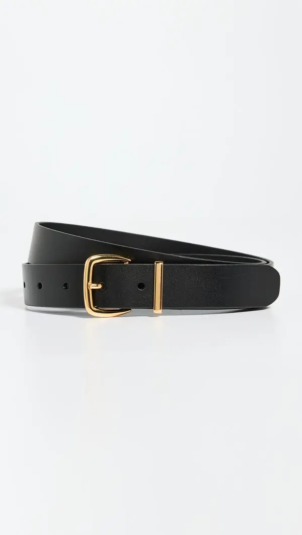 Madewell Leather Belt With Gold-tone Buckle - True Black