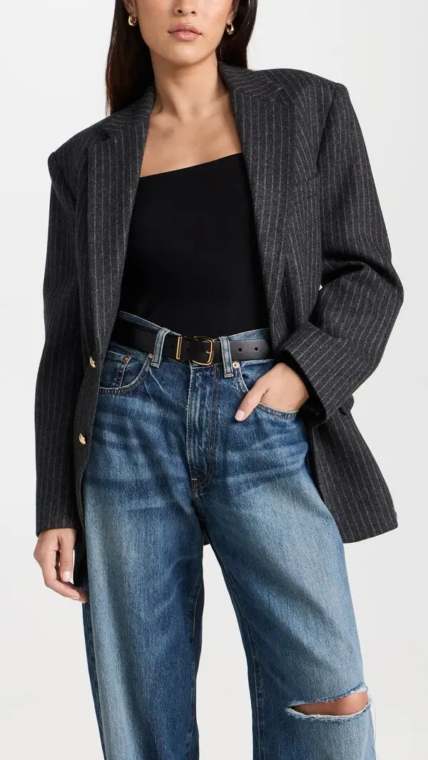 Madewell Leather Belt With Gold-tone Buckle - True Black