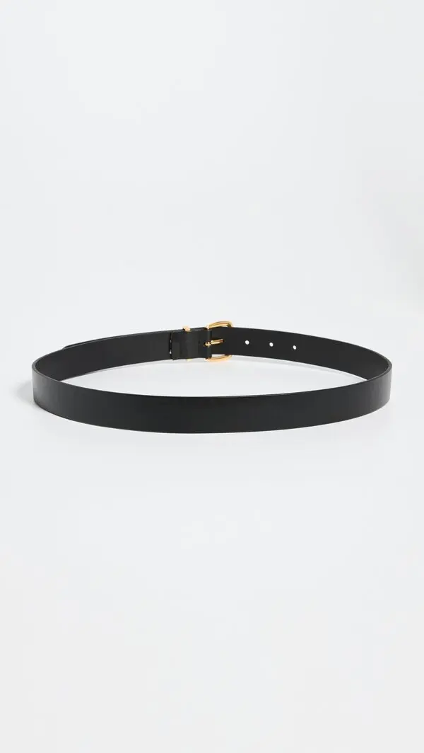 Madewell Leather Belt With Gold-tone Buckle - True Black