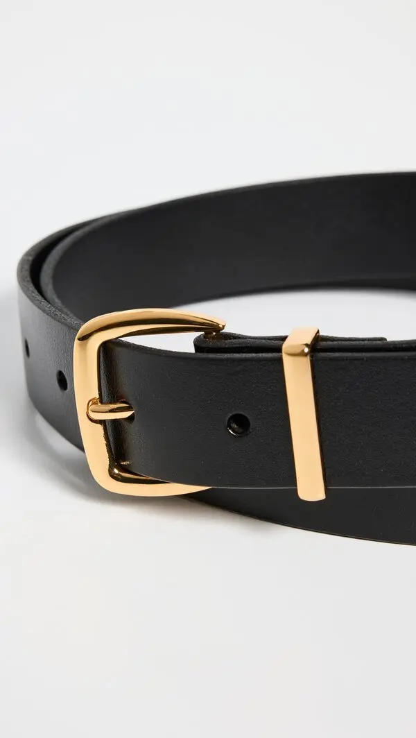 Madewell Leather Belt With Gold-tone Buckle - True Black