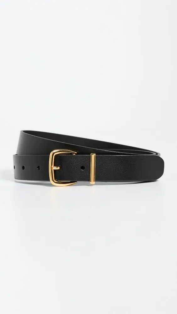 Madewell Leather Belt With Gold-tone Buckle - True Black
