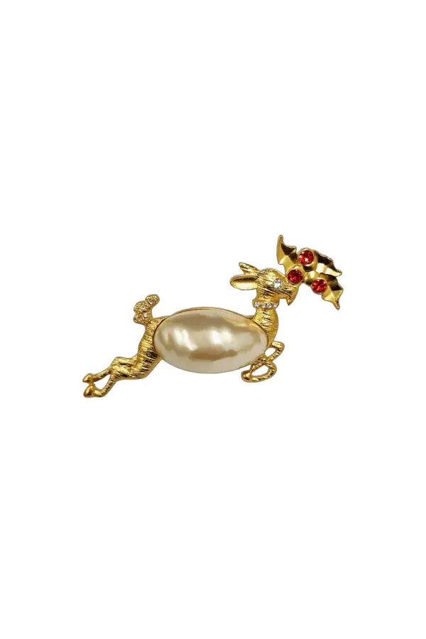KENNETH JAY LANE Flying Reindeer Pin - Gold