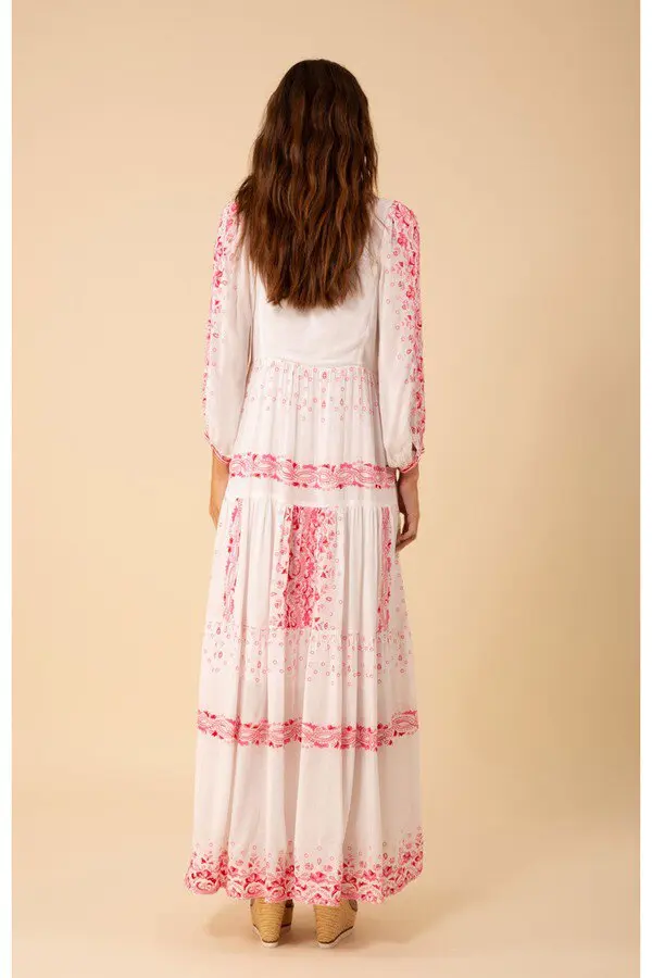 Hale Bob Emery Embroidered Maxi Dress - Pink