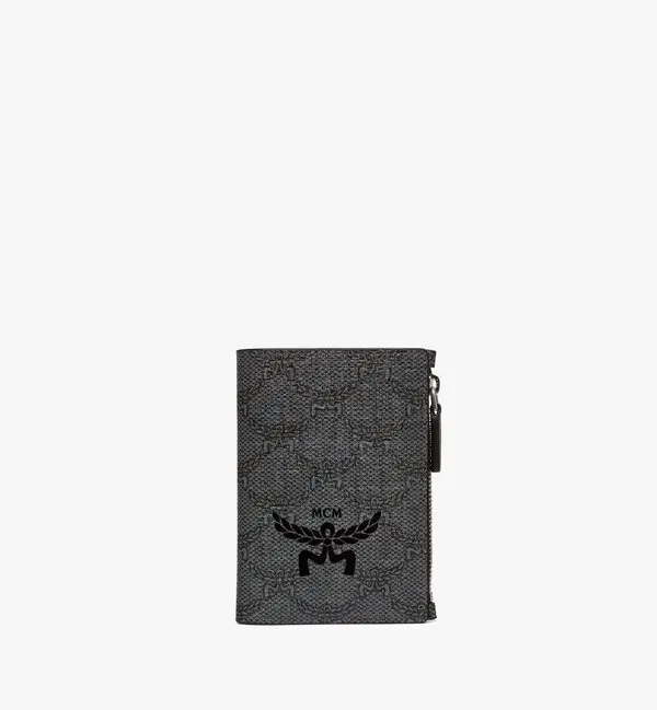Mcm Himmel Bifold Snap Wallet In Lauretos - Dark Grey