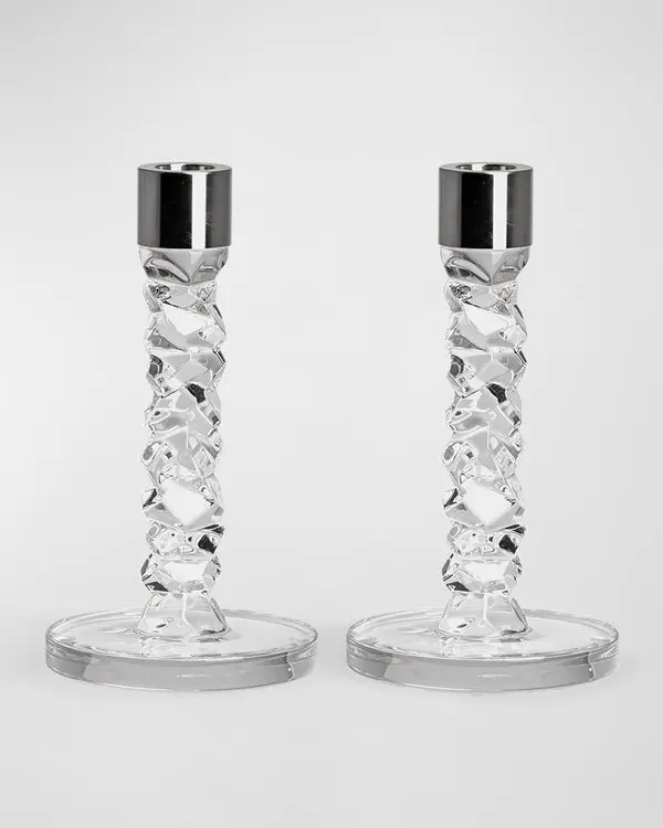 ORREFORS Carat 7" Candlesticks, Set Of 2