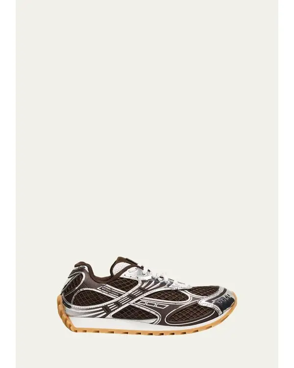 Bottega Veneta Orbit Metallic Net Runner Sneakers - Fondant