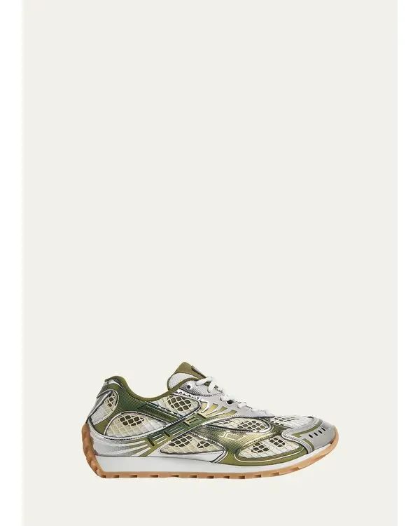 Bottega Veneta Orbit Metallic Net Runner Sneakers - Mud