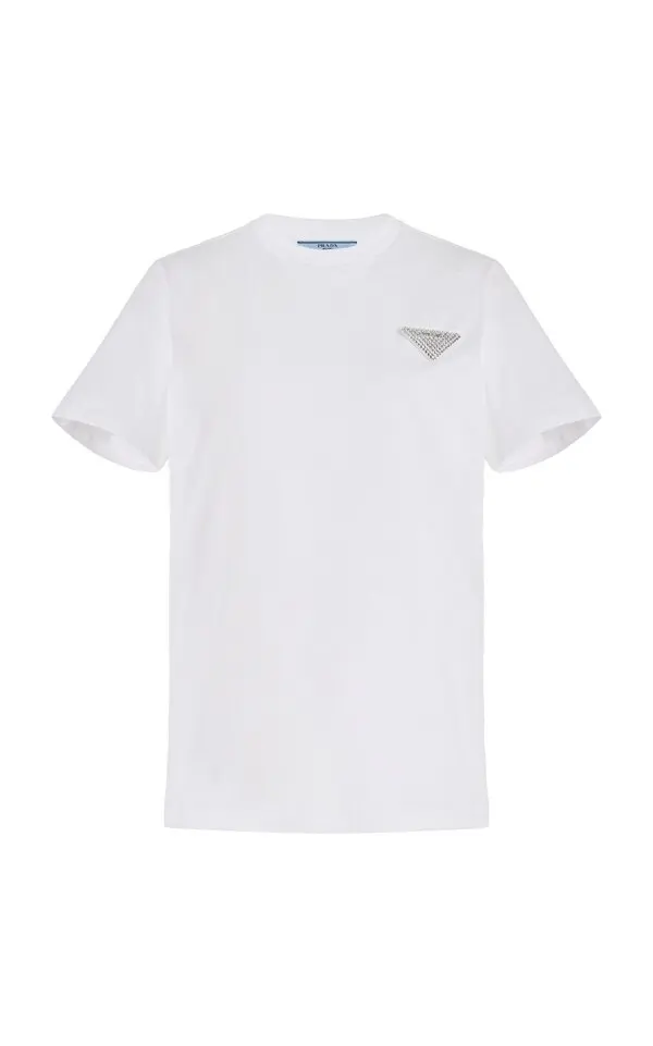 Prada Logo-crystal Cotton T-shirt