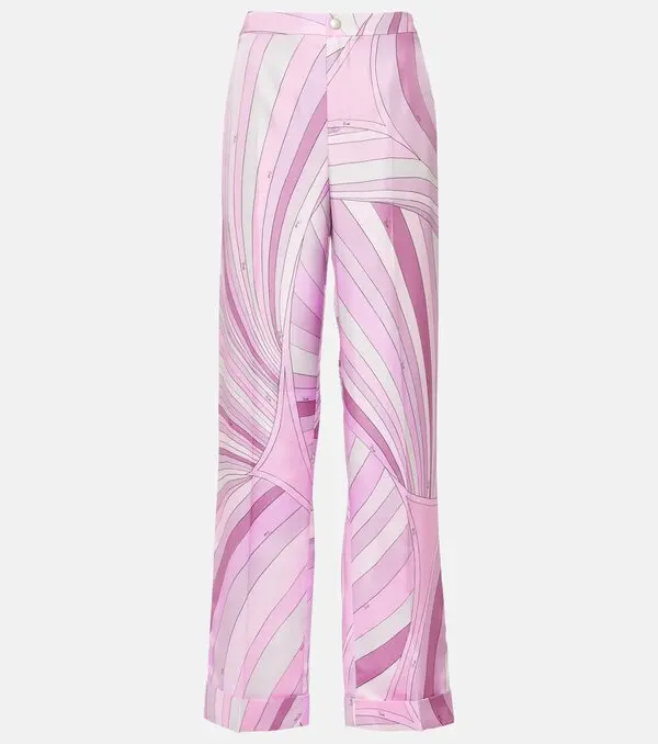 Emilio Pucci Iride Silk Twill Straight Pants