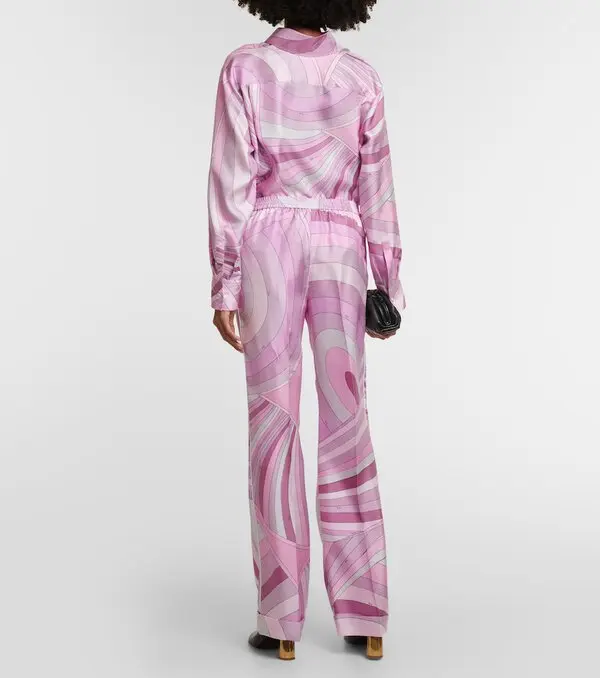 Emilio Pucci Iride Silk Twill Straight Pants