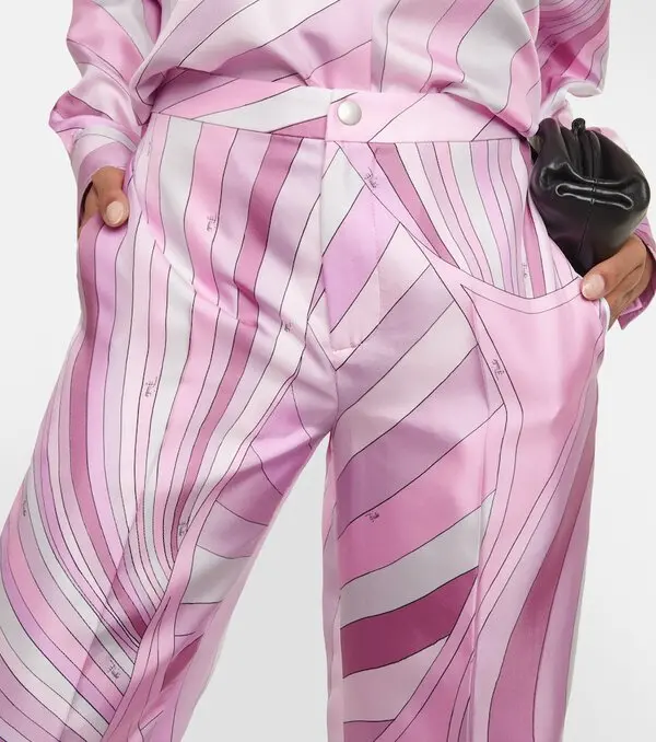 Emilio Pucci Iride Silk Twill Straight Pants