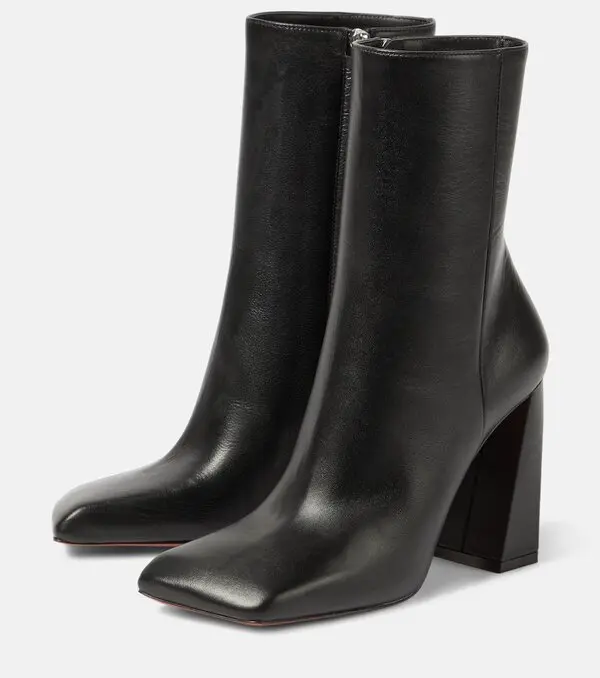 Amina Muaddi Marine 95 Leather Ankle Boots - Black