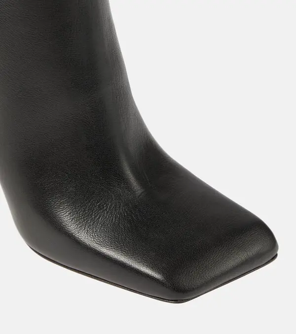 Amina Muaddi Marine 95 Leather Ankle Boots - Black