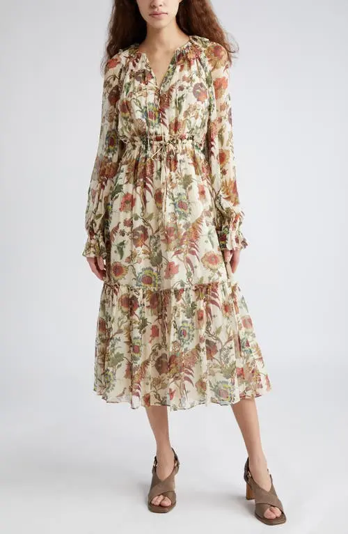Ulla Johnson Audette Floral Ruffle Long Sleeve Silk Maxi Dress In Freesia -  62% Off | Editorialist