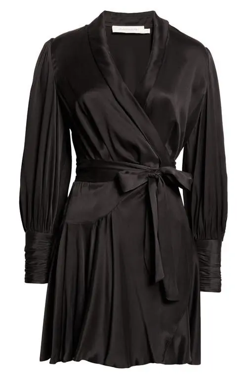 Zimmermann Long Sleeve Silk Wrap Minidress
