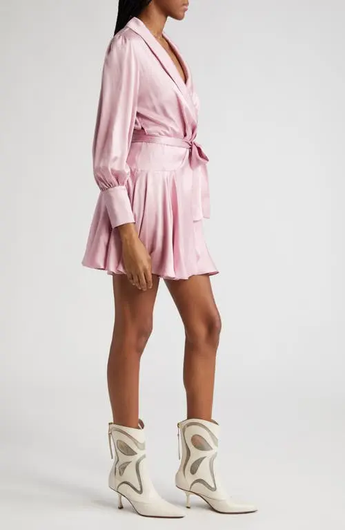 Zimmermann Long Sleeve Silk Wrap Minidress