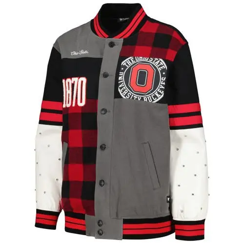 THE WILD COLLECTIVE Ohio State Buckeyes Multi Vintage Bomber Jacket