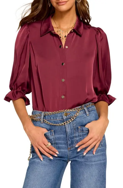 Ramy Brook Dina Matte Satin Bodysuit - Cranberry