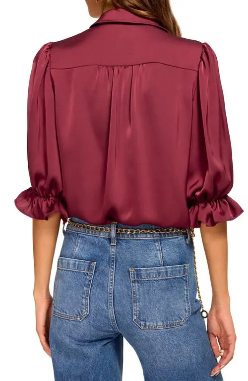 Ramy Brook Dina Matte Satin Bodysuit - Cranberry