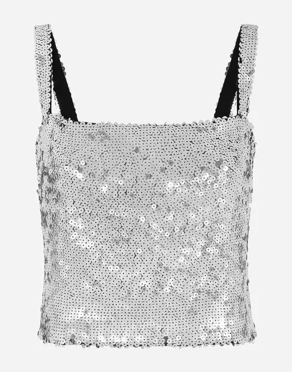 Dolce & Gabbana Sequined Crop Top - Blue