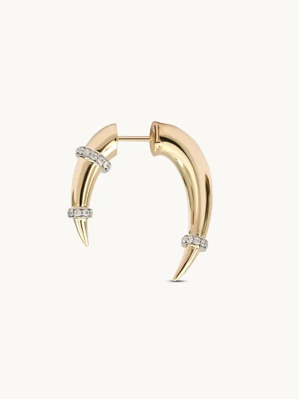 RAINBOW K Horn Pavé Earrings - 14k Yellow Gold,14k White Gold,diamond