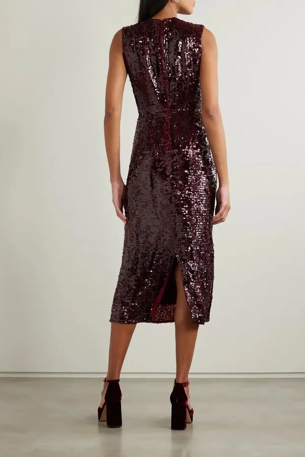 Erdem Embellished Georgette Midi Dress