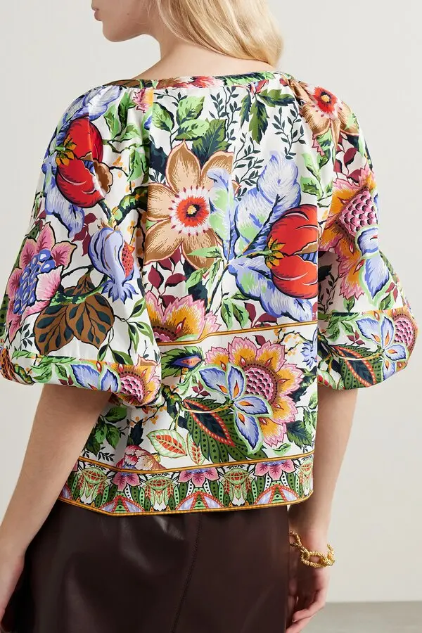 Etro Floral-print Cotton-poplin Blouse