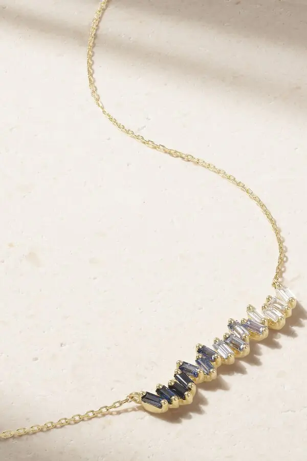 SUZANNE KALAN 18-karat Sapphire And Diamond Bar Necklace - Gold