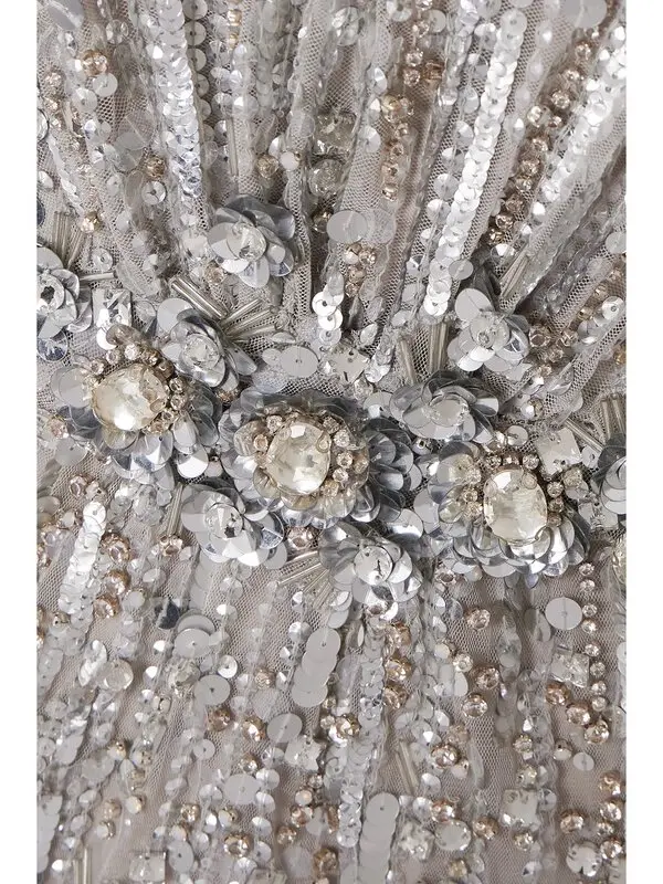 Jenny Packham Bright Gem Embellished Sequined Tulle Gown