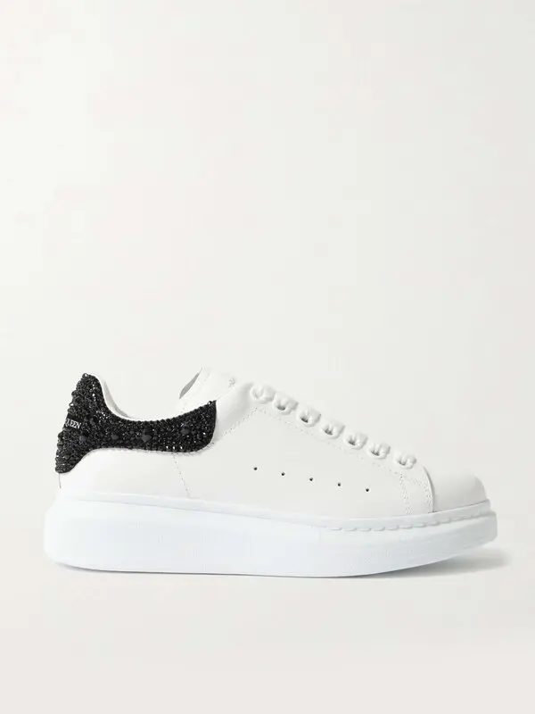 Alexander McQueen Crystal-embellished Exaggerated-sole Sneakers - White