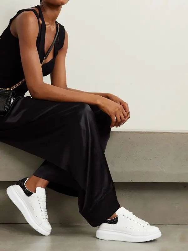 Alexander McQueen Crystal-embellished Exaggerated-sole Sneakers - White