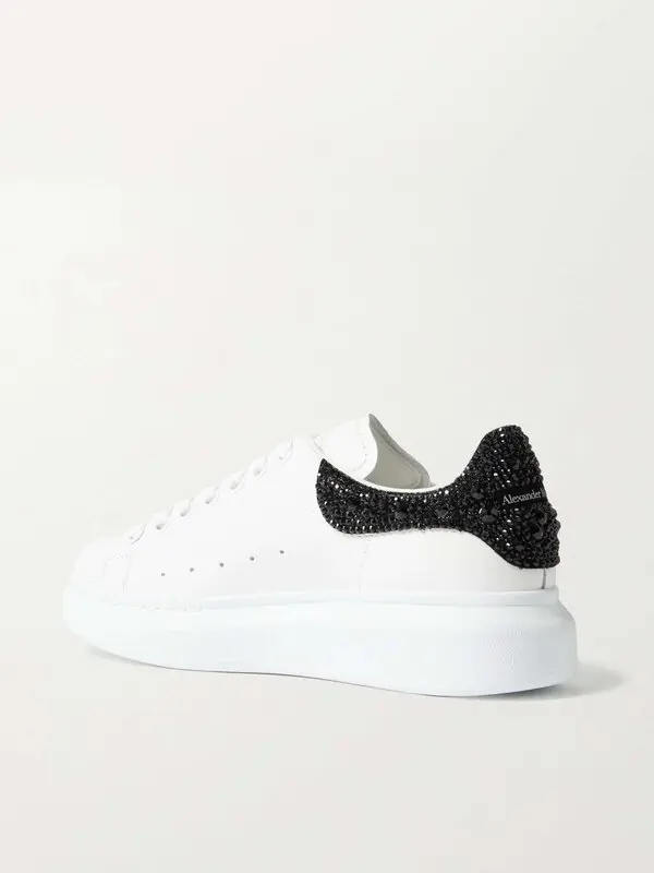 Alexander McQueen Crystal-embellished Exaggerated-sole Sneakers - White