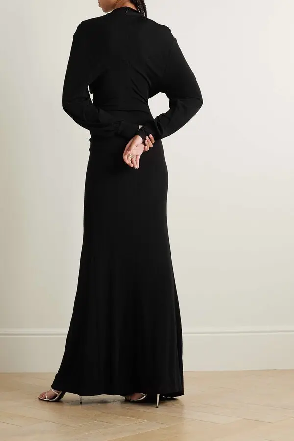 Christopher Esber Gathered Draped Jersey Maxi Dress In Black - 50% Off |  Editorialist