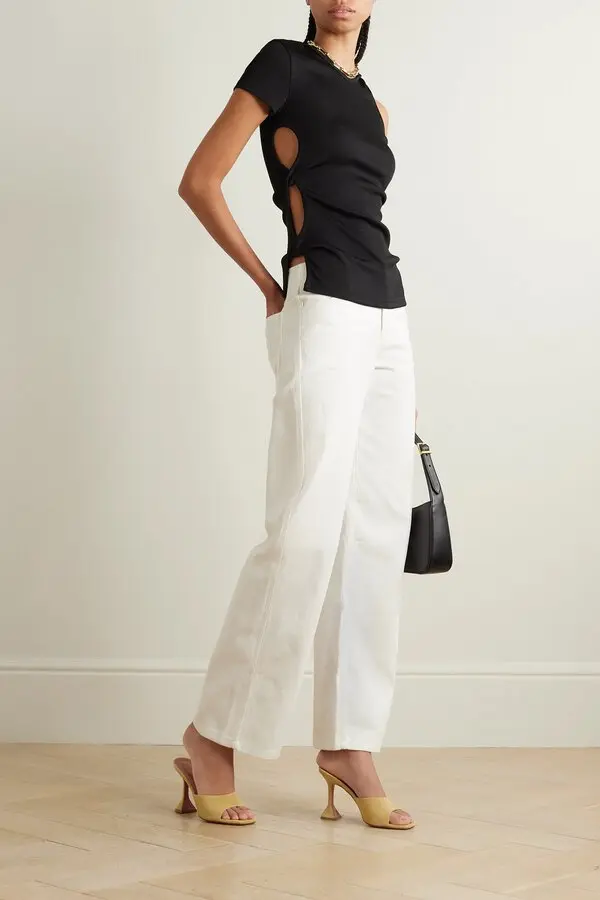 Christopher Esber One-sleeve Twisted Ribbed-knit Top