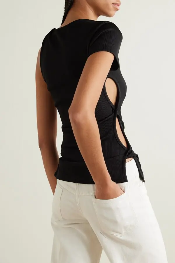 Christopher Esber One-sleeve Twisted Ribbed-knit Top