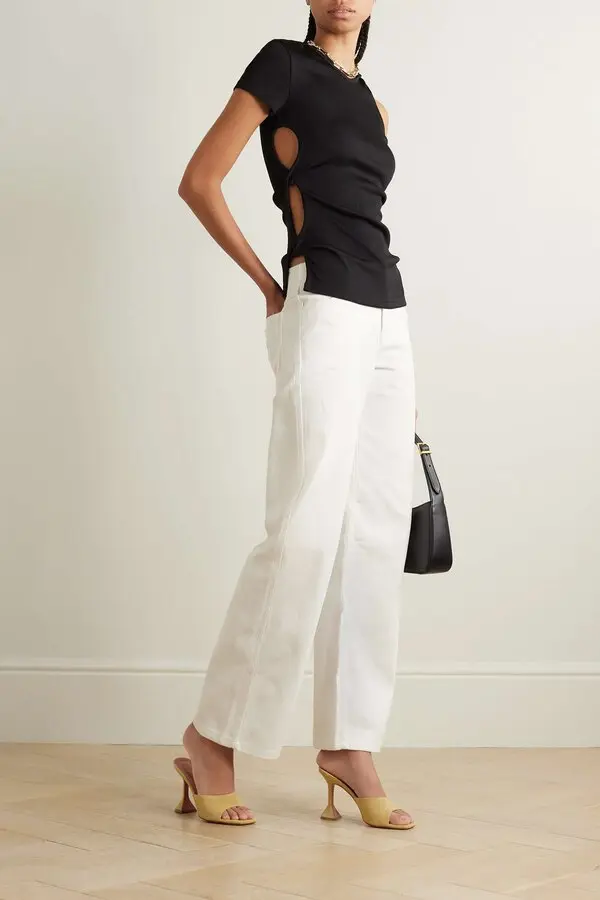 Christopher Esber One-sleeve Twisted Ribbed-knit Top