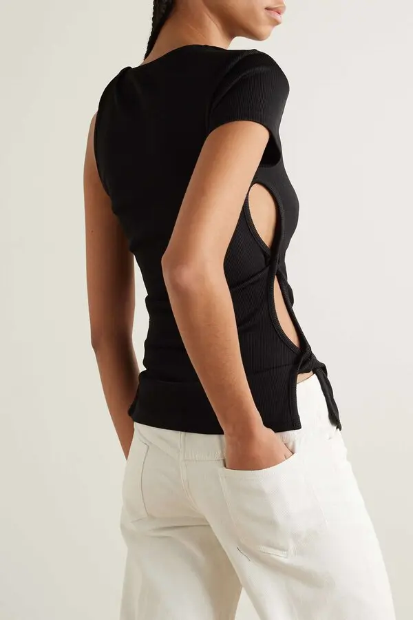 Christopher Esber One-sleeve Twisted Ribbed-knit Top