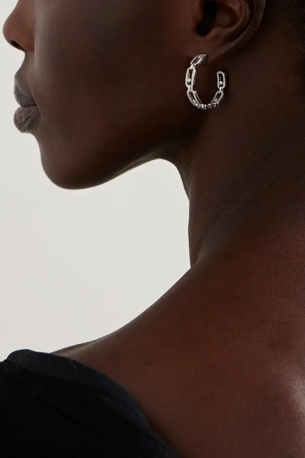 Messika Small Move Link 18-karat White Diamond Hoop Earrings