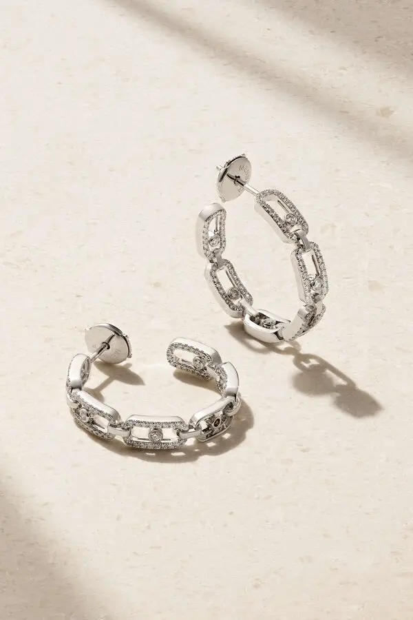 Messika Small Move Link 18-karat White Diamond Hoop Earrings
