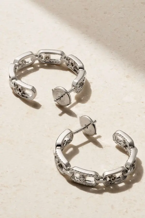 Messika Small Move Link 18-karat White Diamond Hoop Earrings