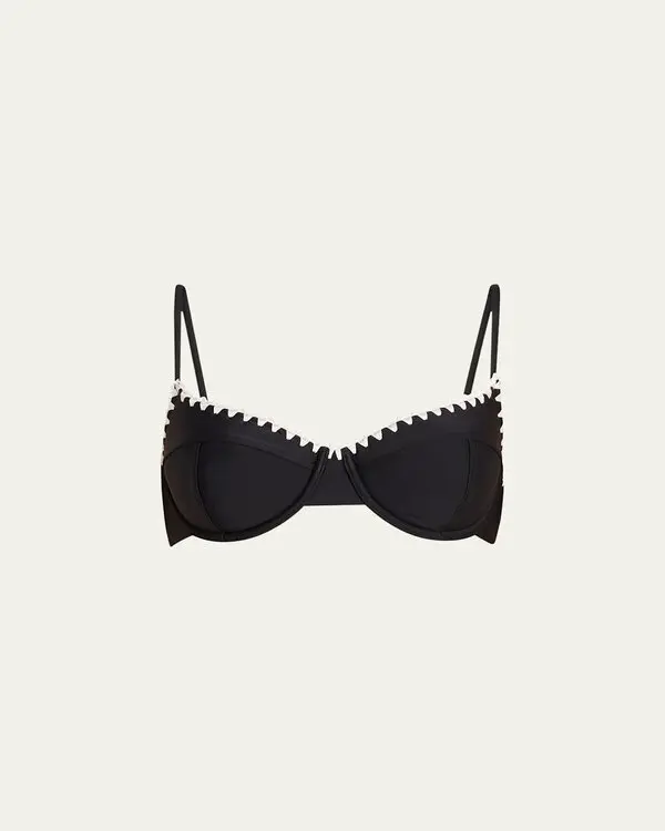Ramy Brook Emmeline Crochet-trim Bikini Top - Black