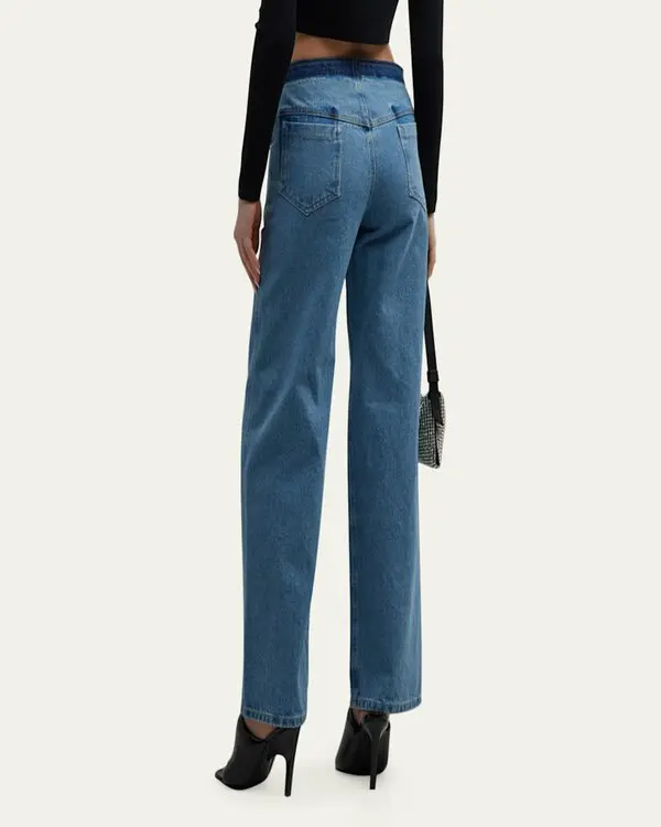 Christopher Esber Deconstructed Denim Straight-leg Jeans - Indigo